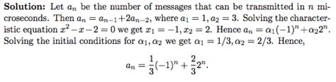 sequences and series how many different messages can be transmitted in n microseconds using