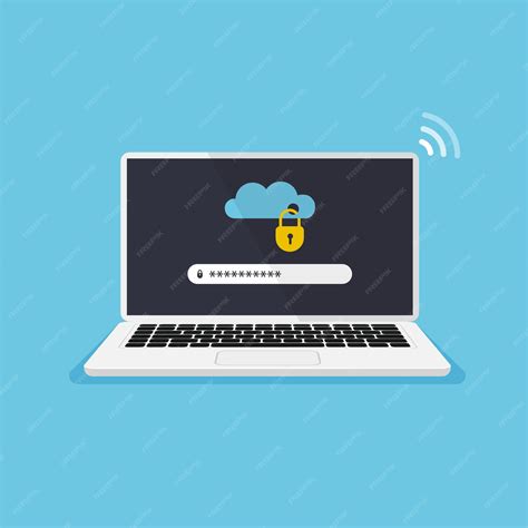 Premium Vector Laptop With Locked Cloud Storage On Screen File