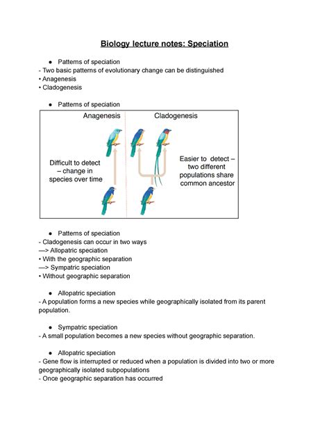 Biology Lecture Notes Speciation Sympatric Speciation A Small