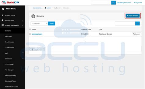 how to add a sub domain in solidcp accuwebhosting