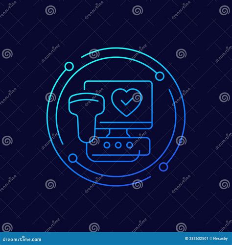 Echocardiogram Or Echo Exam For Heart Disease Diagnosis Outline Diagram Cartoon Vector