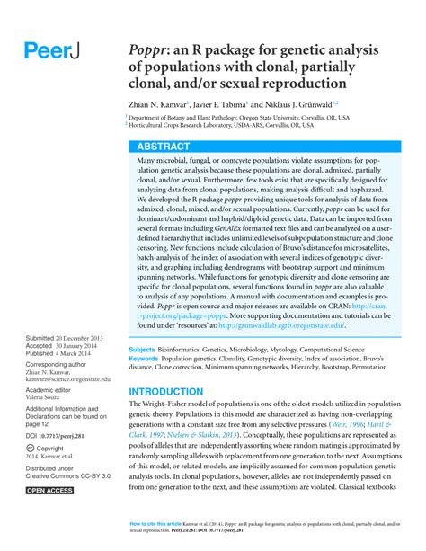 Pdf Poppr An R Package For Genetic Analysis Of Populations With Clonal Partially Clonal And