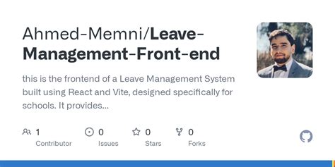 Github Ahmed Memni Leave Management Front End His Is The Frontend Of A Leave Management