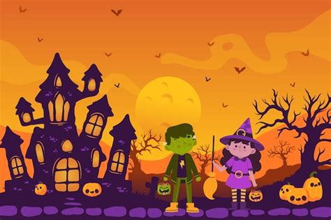 손으로 그린 할로윈 배경 무료 벡터