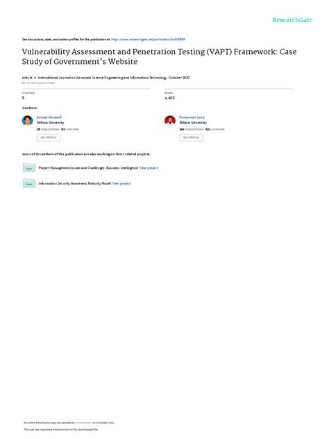 Vulnerability Assessment And Penetration Testing Vapt Framework Pdf