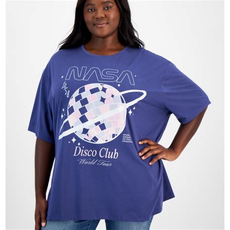 Graysonthreads Womens Nasa Disco Club Graphic T Shirt Blue Plus Size