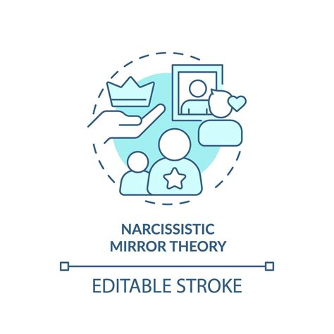 2d Editable Thin Line Icon Narcissistic Mirror Theory Concept