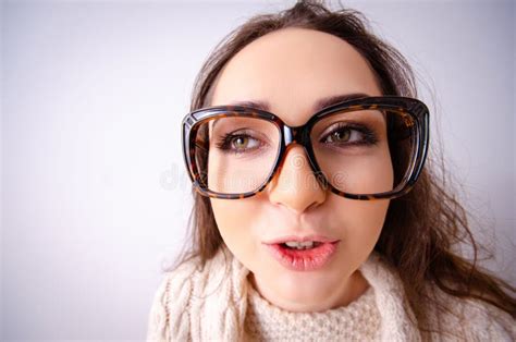 The Funny Nerd Girl Working On Computer Stock Image Image Of Cracker Information 144532429