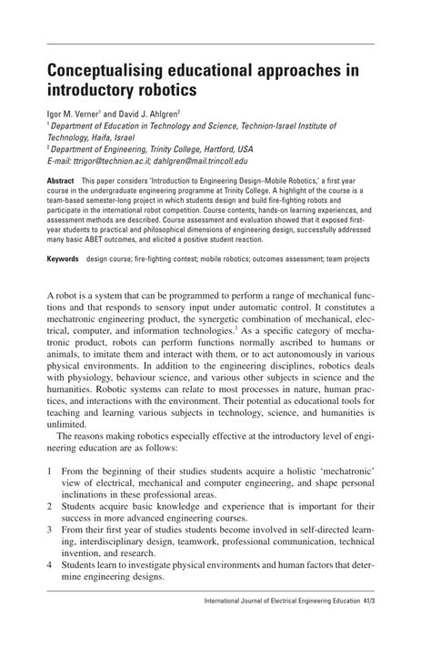 Pdf Conceptualising Educational Approaches In Introductory Robotics