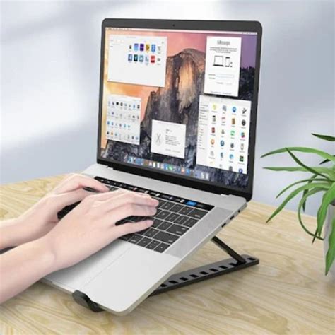 Регулируема поставка за лаптоп или таблет 7х15 6 алуминиева сплав черен Emag Bg