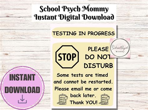 Testing In Progress Printable Sign Poster Door Sign Office Décor