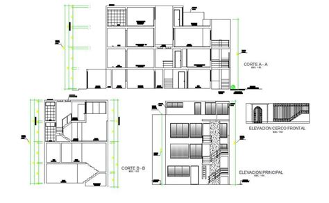 Elevation And Section Detail Of Apartment D View CAD Structural Block Layout Autocad File
