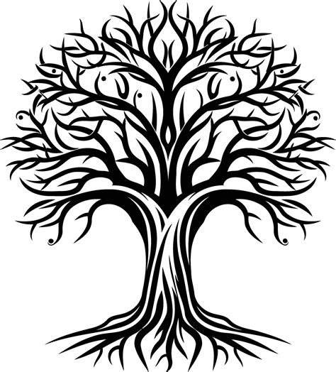 Tree Tattoo Design With Roots Vector Art At Vecteezy
