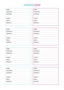 Free Printable Contact List Template