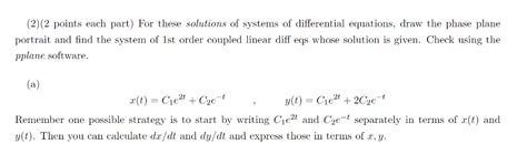 Solved For These Solutions Of Systems Of Differential
