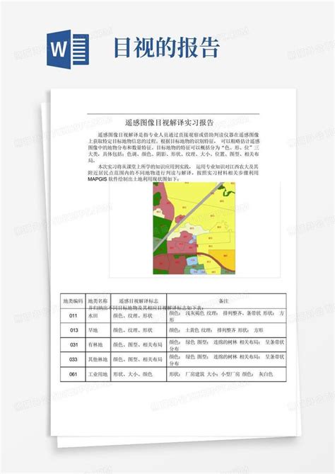 遥感目视解译实验报告Word模板下载 编号lkbdbwxb 熊猫办公