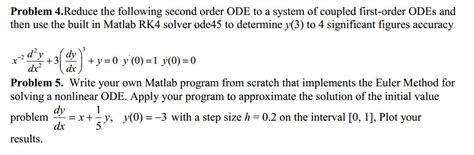 Solved Problem Reduce The Following Second Order ODE To A Chegg