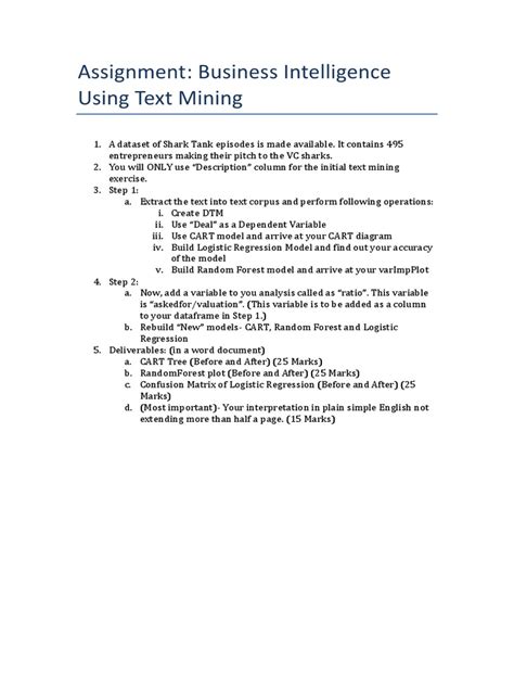 Business Intelligence Using Text Mining Assignment Pdf