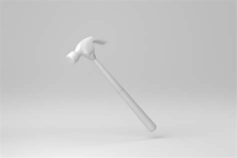 흰색 배경에 격리 된 망치 가정 수리를위한 핸디맨 도구 최소한의 개념 단색 3d 렌더 디지털 생성 이미지에 대한 스톡 사진 및 기타 이미지 Istock