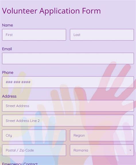 Volunteer Application Form Template Free Fillable Pdf Printable Forms