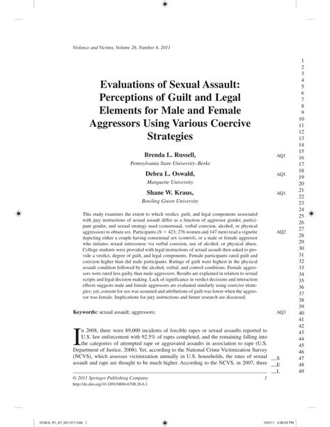Pdf Evaluations Of Sexual Assault Perceptions Of Guilt And Legal