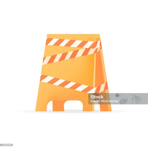 줄무늬 테이프 3d 아이콘이 있는 노란색 주의 장벽 건설 현장에 대한 스톡 벡터 아트 및 기타 이미지 건설 현장 3차원 형태 상징 Istock