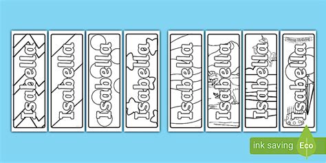 Isabella Name Simple Colouring Bookmarks Twinkl Ks1