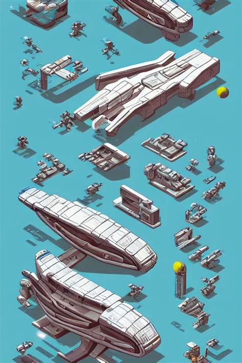 Krea Space Ship Isometric Design Pixel Art Sprite Sheet Game The Best