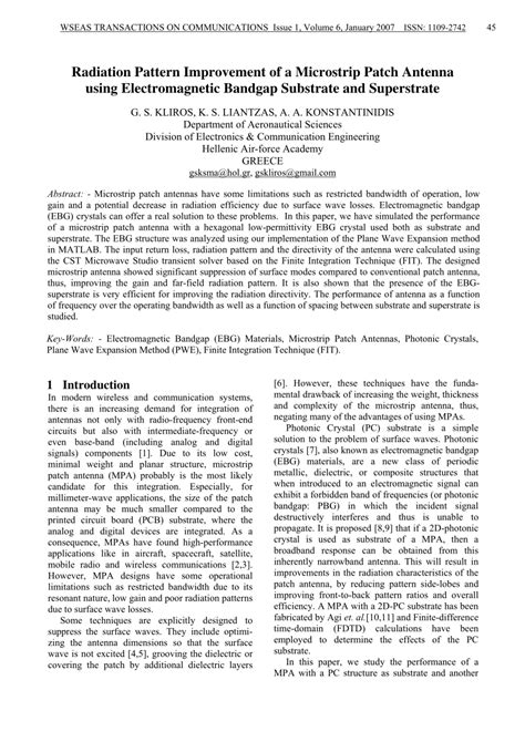 Pdf Radiation Pattern Improvement Of A Microstrip Patch Antenna Using