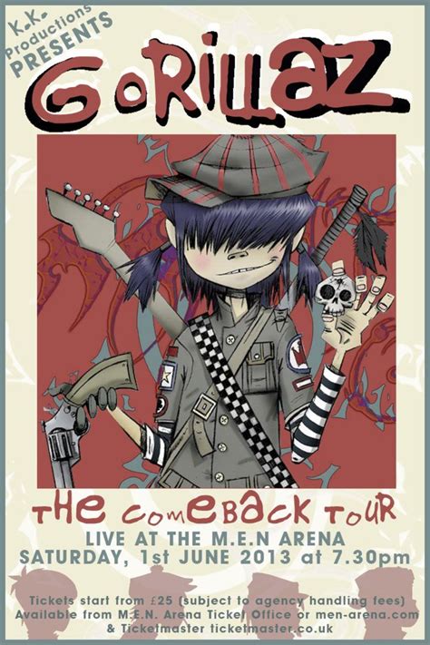 Gorillaz Gig Poster For Men Arena June 2013 Póster Gráfico