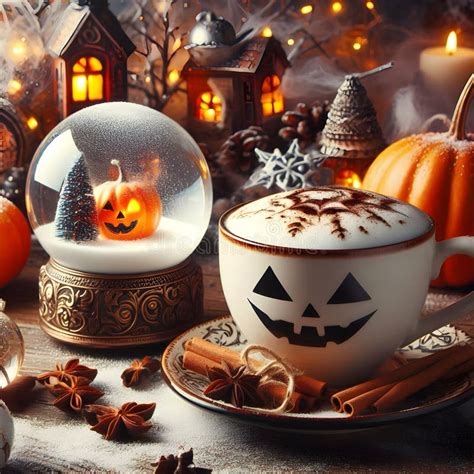 A Cup Of Coffee With Halloween Vibes Stock Image Image Of October Halloween 336800309