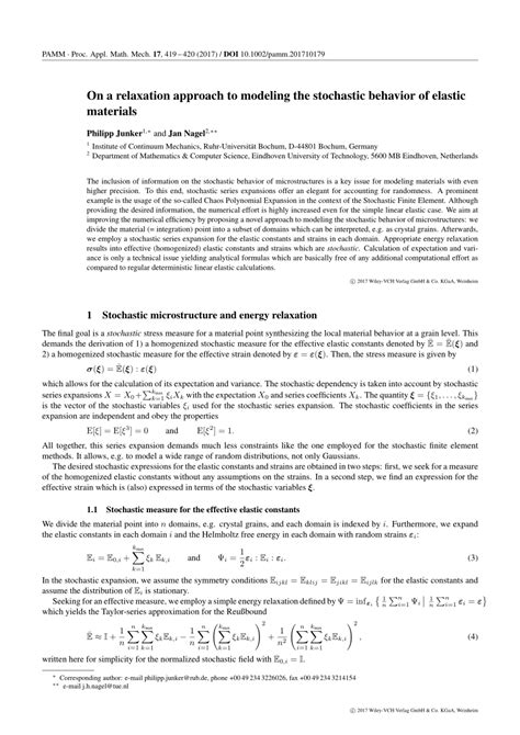 Pdf On A Relaxation Approach To Modeling The Stochastic Behavior Of