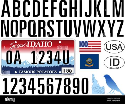 Idaho Car License Plate Style Pattern Letters Numbers And Symbols