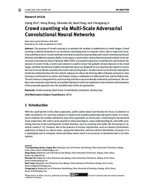 Pdf Crowd Counting Via Multi Scale Adversarial Convolutional Neural