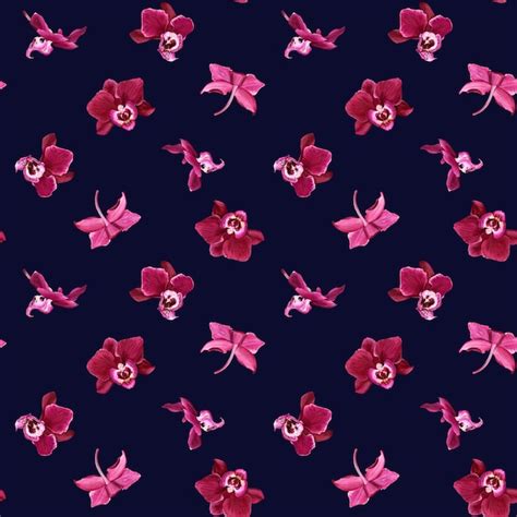Premium Photo Watercolor Seamless Pattern With Tropical Flower Orchid