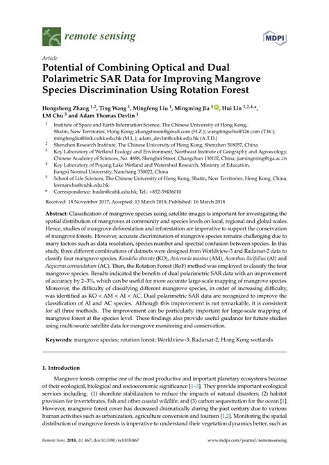 Pdf Potential Of Combining Optical And Dual Polarimetric Sar Data For