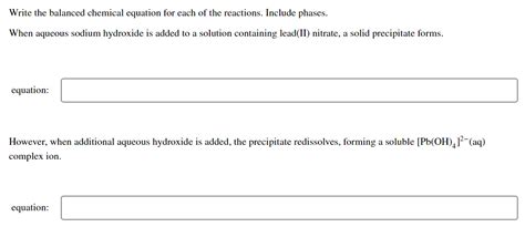 Solved Write The Balanced Chemical Equation For Each Of The