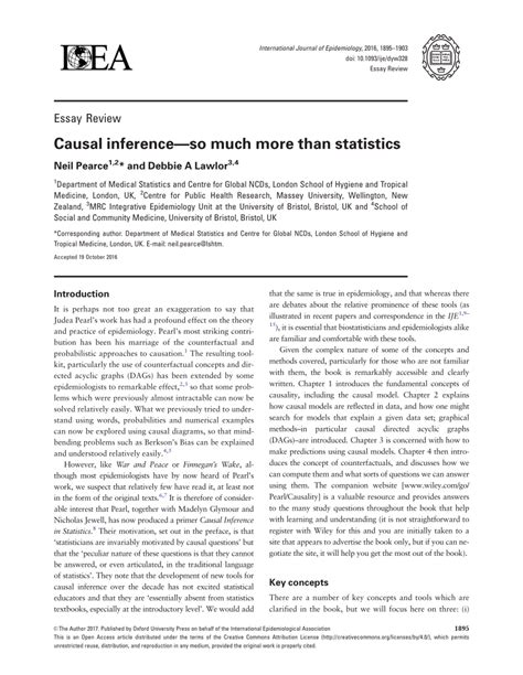 PDF Causal Inference So Much More Than Statistics