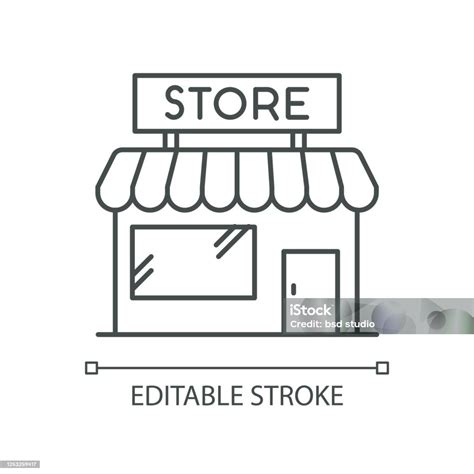 편의점 픽셀 완벽한 선형 아이콘 식료품 점 외관 소매업의 중소기업 얇은 선 사용자 정의 일러스트레이션 윤곽 기호입니다 벡터 격리 된 윤곽선 도면입니다 편집 가능한 스트로크