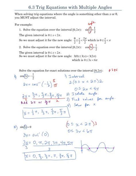 Solving Trig Equations With Multiple Angles Worksheet