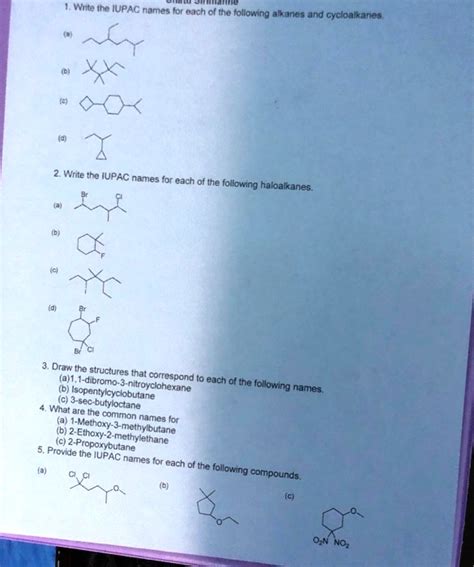 Solved Wnite Ihe Iupac Names For Each Of The Following Alkanes And Cycloalkanes Write The Iupac