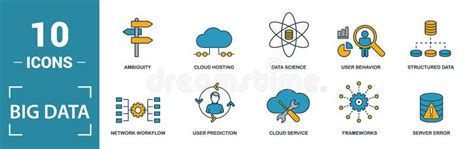Big Data Icon Set Data Analytics Cloud Computing Stock Vector