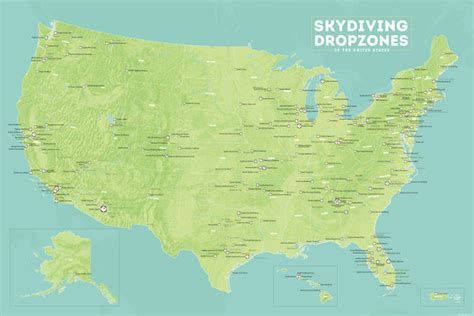 Us Skydiving Dropzones Map 24x36 Poster Best Maps Ever