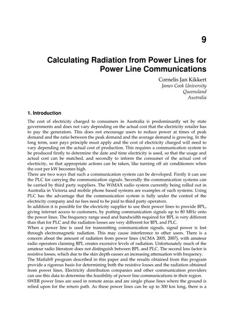 Pdf Calculating Radiation From Power Lines For Power Line Communications