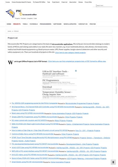 Pic16f877a Microcontroller Based Projects List Pic Microcontrollerpdf