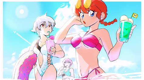 Rule 34 3girls Beach Bikini Blue Eyes Braid Braided Hair Crossover