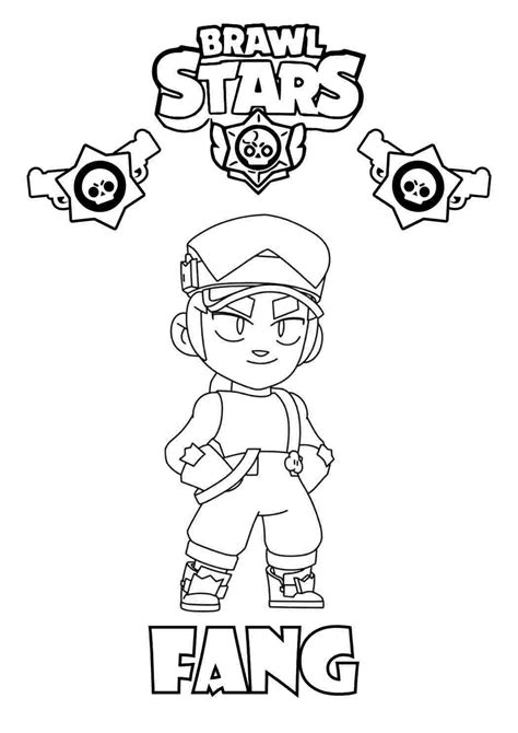 Раскраски Раскраска Бравл Старс Фэнг Иконка Раскраски скачать и распечатать бесплатно