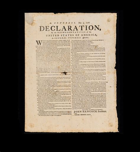 1776 Broadside Of The Declaration Of Independence Rally Alternative Asset Investment