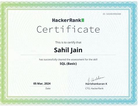 Sahil Jain On Linkedin Hackerrank Sql Certification Techskills