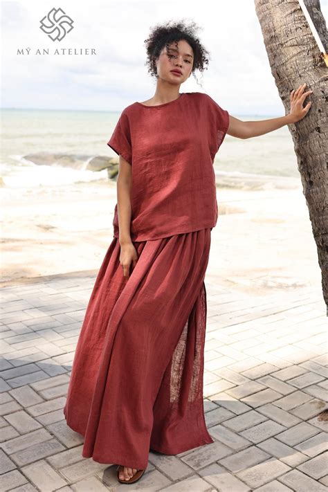 Linen Top And Skirt Set Eser Linen 2 Piece Set Linen Matching Set